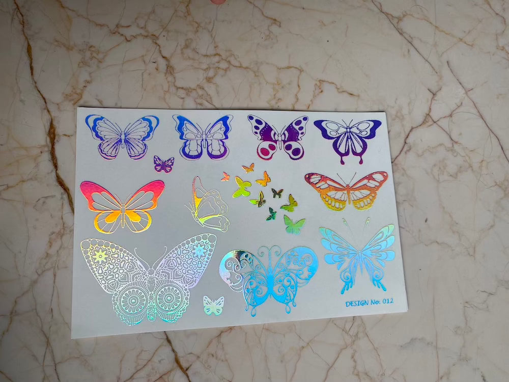 Holographic Butterfly Embossed Sticker Sheet - A5