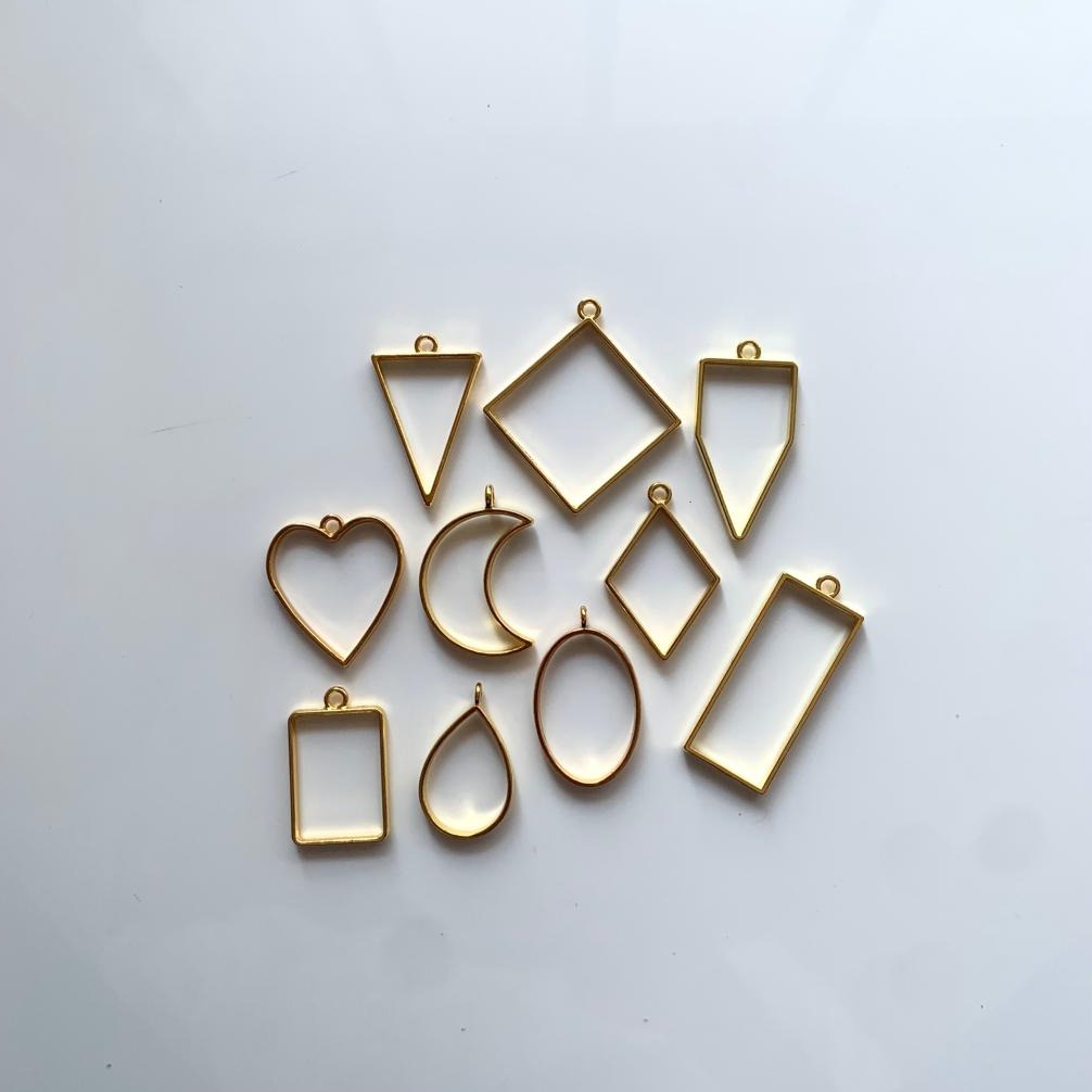 Gold Open Bezels Mixed Shapes - pack of 10
