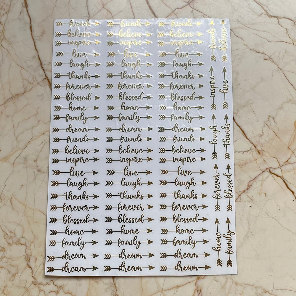 A4 Bookmark Arrow Metallic Sticker Sheet