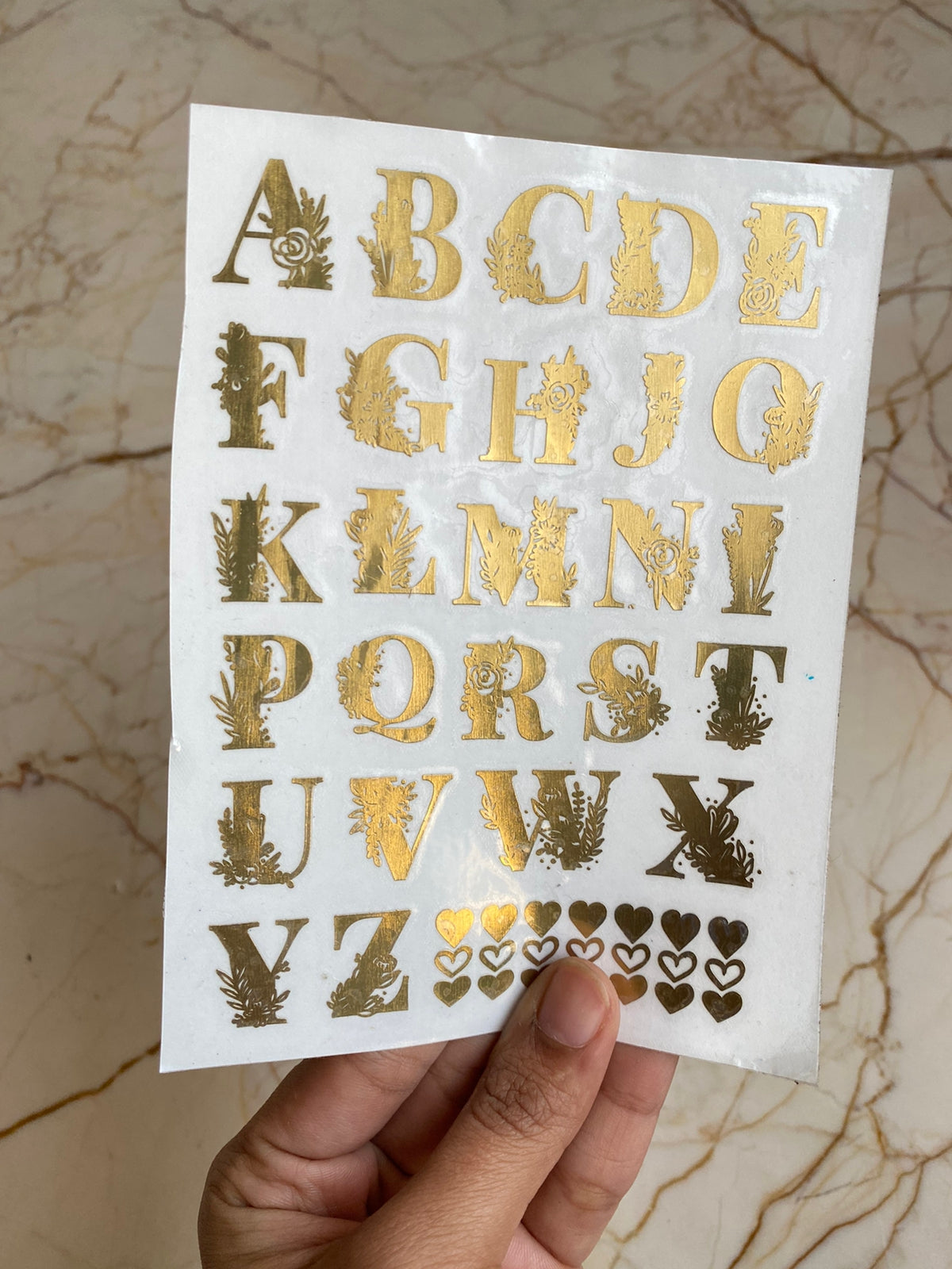 A6 Alphabet Metallic Sticker Sheet